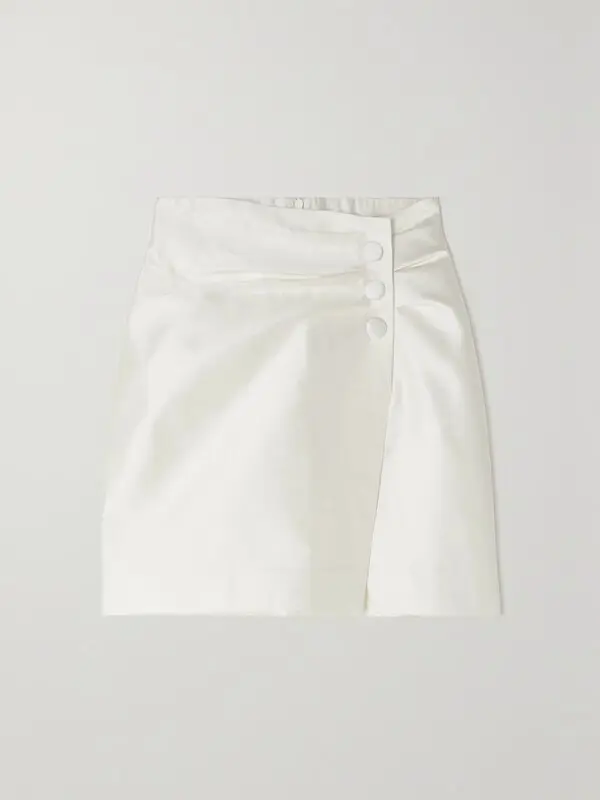 RASARIO Ruched Silk Mini Skirt