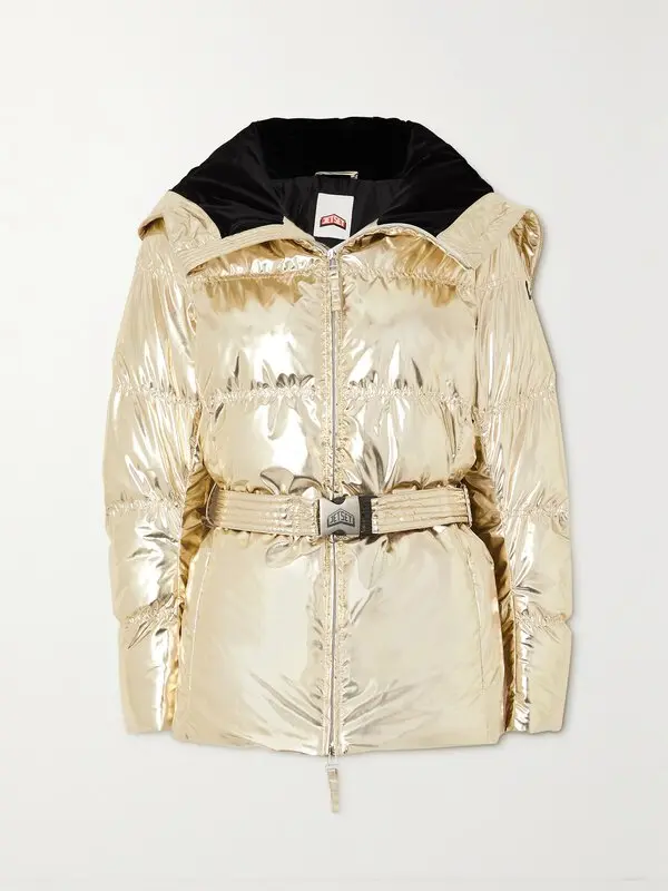 JETSET Chamonix Belted Quilted Padded Metallic Shell Jacket