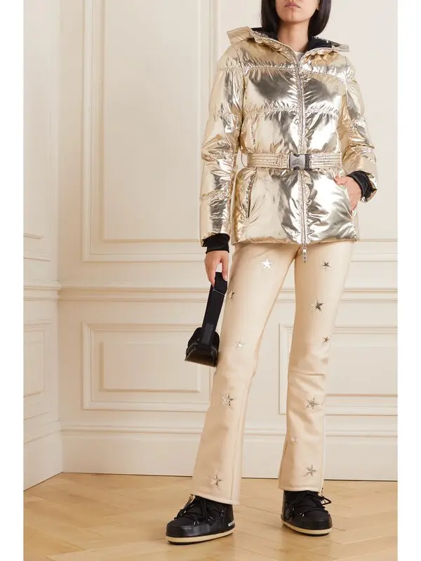 JETSET Chamonix Belted Quilted Padded Metallic Shell Jacket