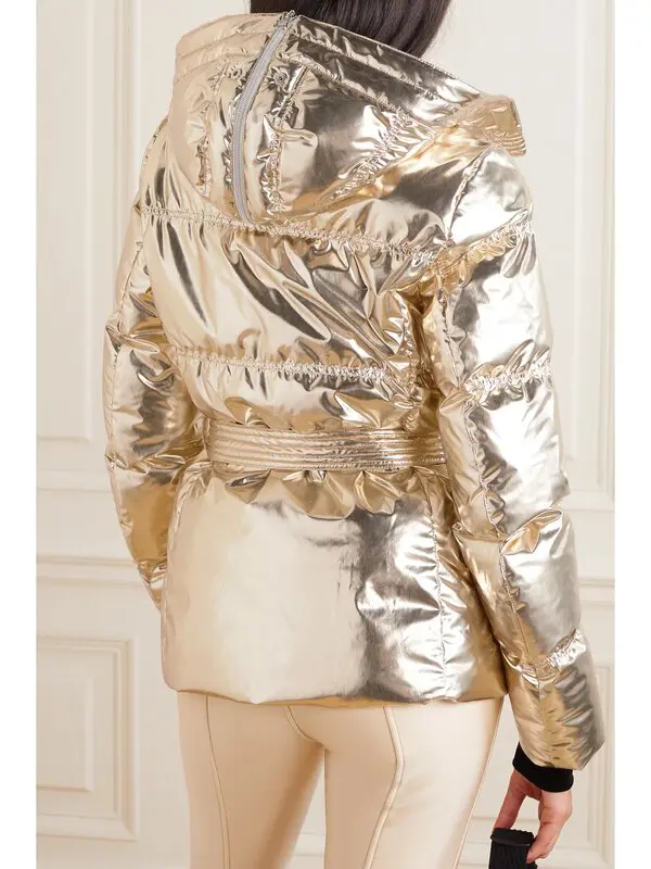 JETSET Chamonix Belted Quilted Padded Metallic Shell Jacket