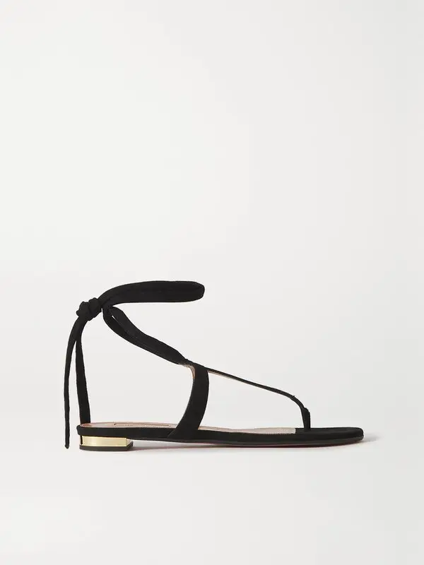 AQUAZZURA June Suede Sandals - Black