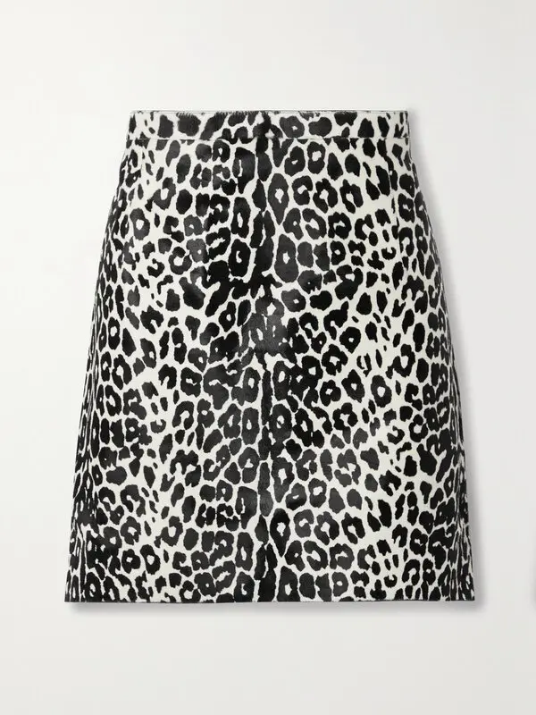 Michael Kors Leopard-print Calf Hair Mini Skirt