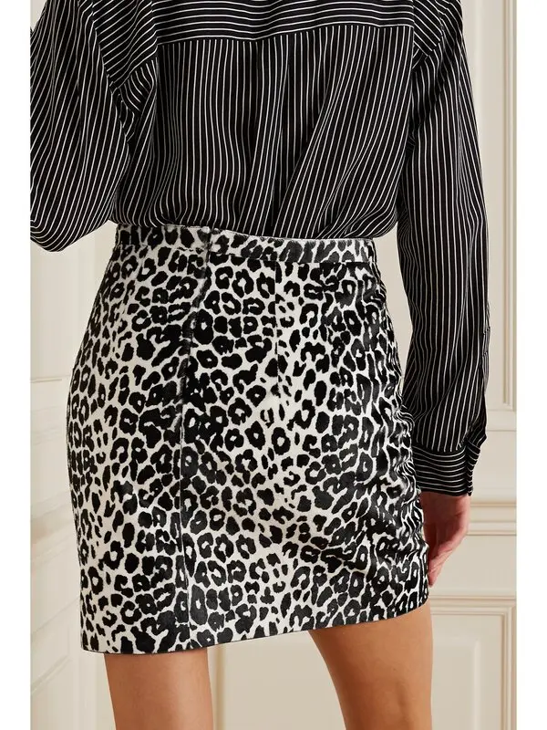Michael Kors Leopard-print Calf Hair Mini Skirt