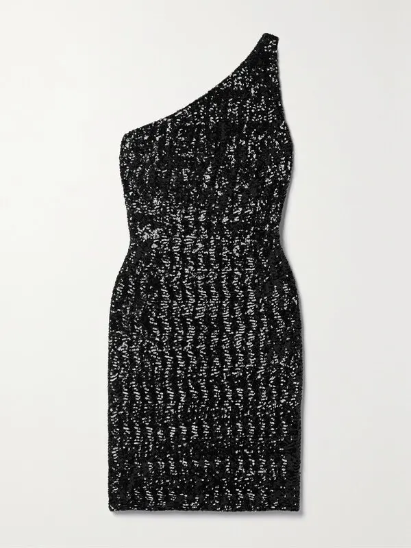 Michael Kors One-shoulder Sequined Mini Dress