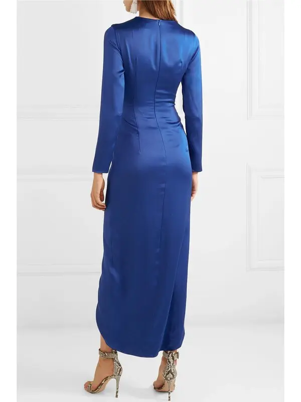 RASARIO Gathered Satin Midi Dress