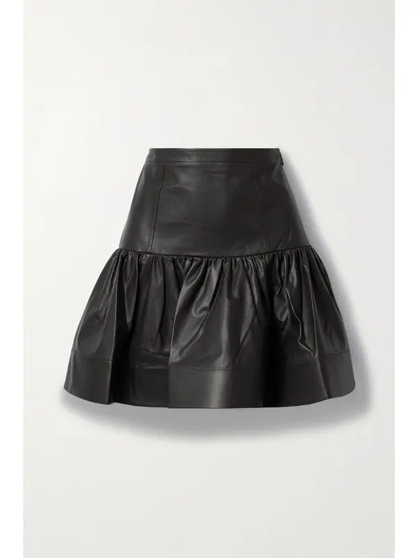 JASON WU Ruffled Tiered Leather Mini Skirt