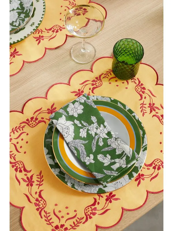ANGELA WICKSTEAD Set Of Four Embroidered Linen Placemats