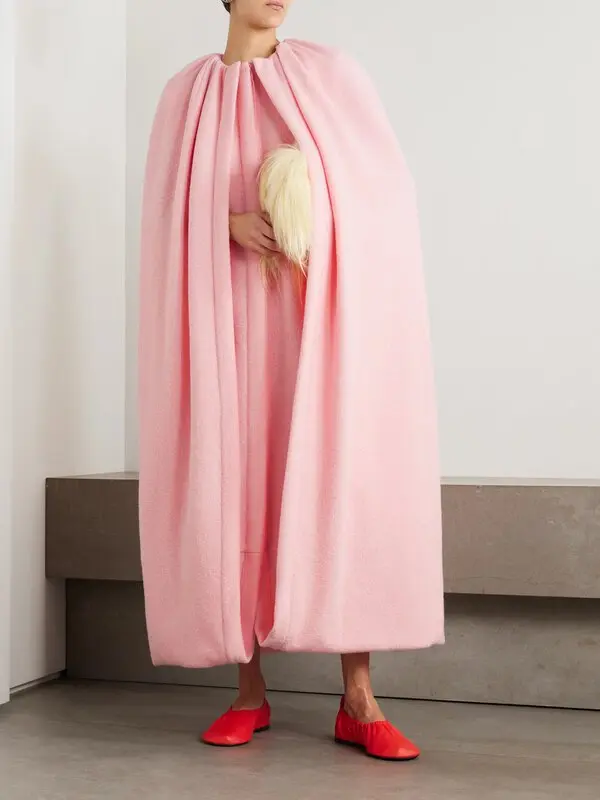JIL SANDER Cape-effect Draped Wool-blend Coat