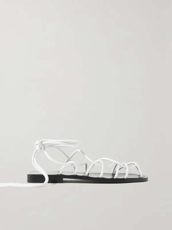 Khaite Lyon Leather Gladiator Sandals - White