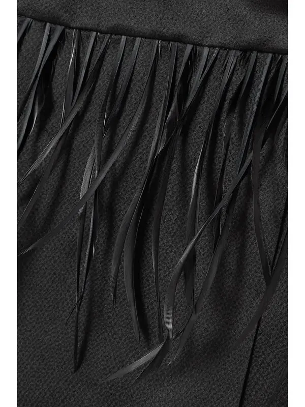 MAXIMILIAN Tasseled Hammered Silk-satin Skirt