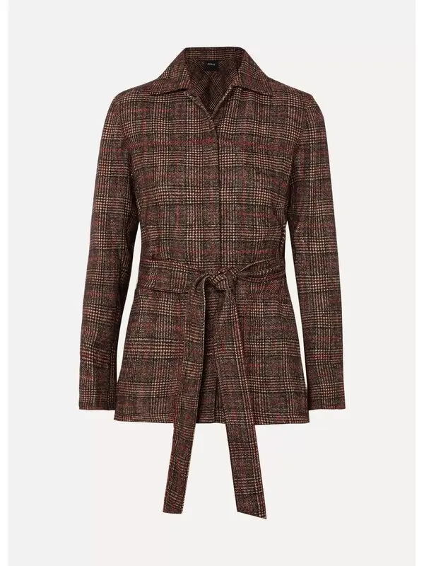 Akris Belted Checked Wool Jacket