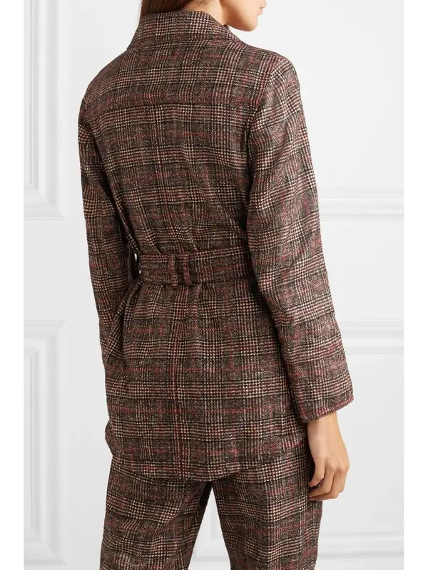 Akris Belted Checked Wool Jacket
