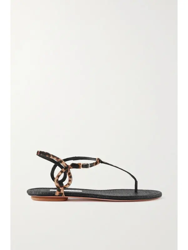 AQUAZZURA Leopard-print Calf Hair Sandals - Animal Print