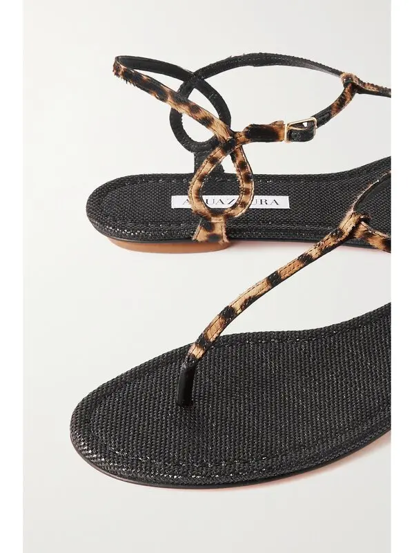 AQUAZZURA Leopard-print Calf Hair Sandals - Animal Print