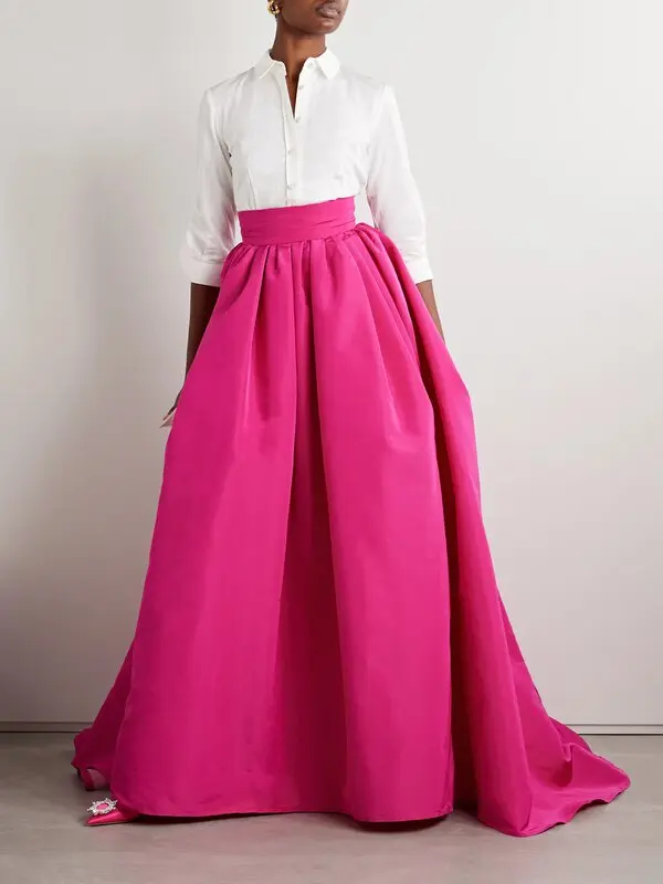 Carolina Herrera Pleated Silk-faille Maxi Skirt