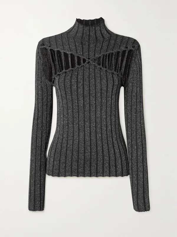 DION LEE Cutout Ribbed-knit Sweater