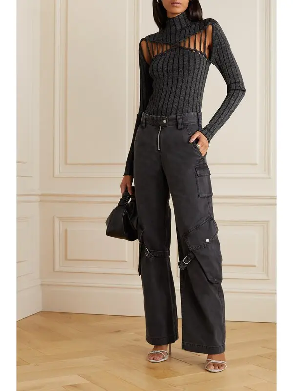 DION LEE Cutout Ribbed-knit Sweater