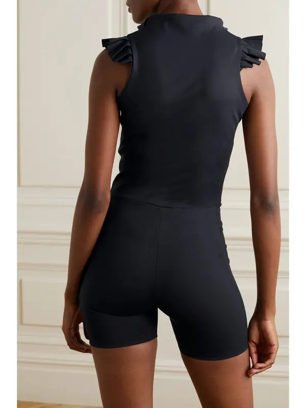 PORT DE BRAS Biker Ruffled Stretch-jersey Playsuit
