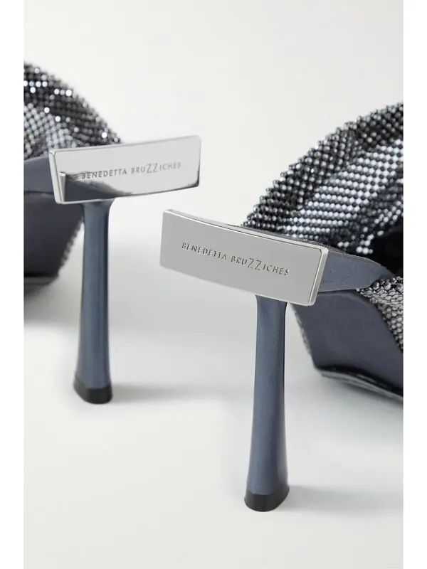 Benedetta Bruzziches Goliarda Crystal-embellished Chainmail Mules