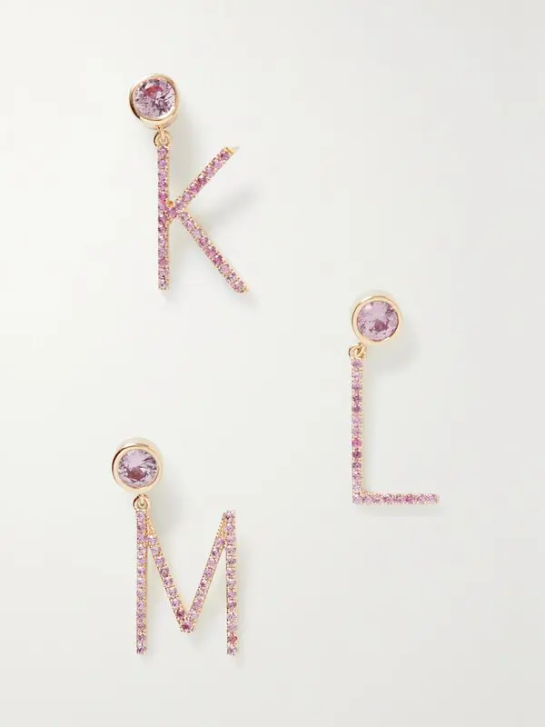 CHARMS COMPANY Initial 14-karat Sapphire Single Earring - Gold