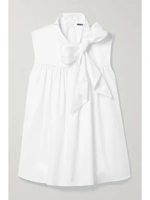 Adam Lippes Bow-embellished Cotton-poplin Top