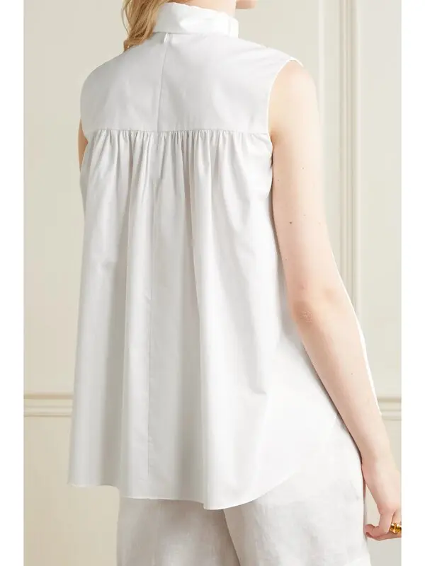 Adam Lippes Bow-embellished Cotton-poplin Top