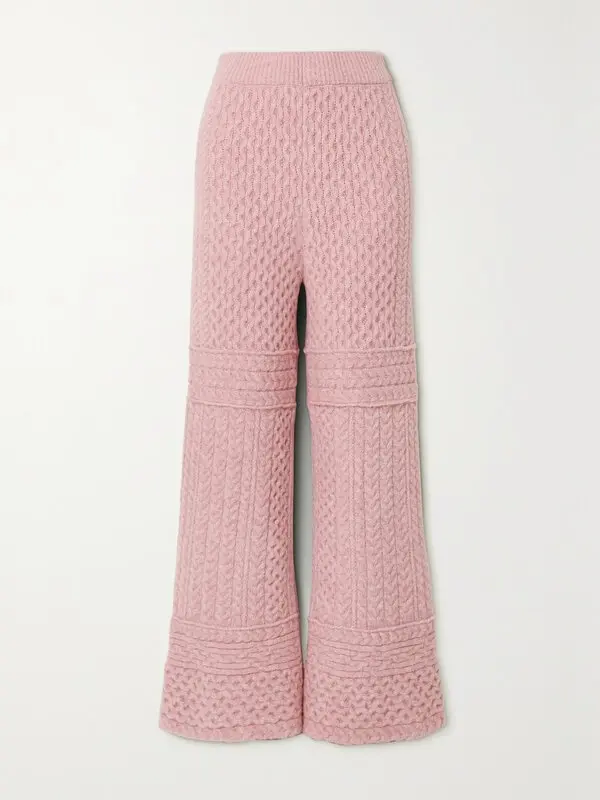 Nanushka Fina Cable-knit Wide-leg Pants