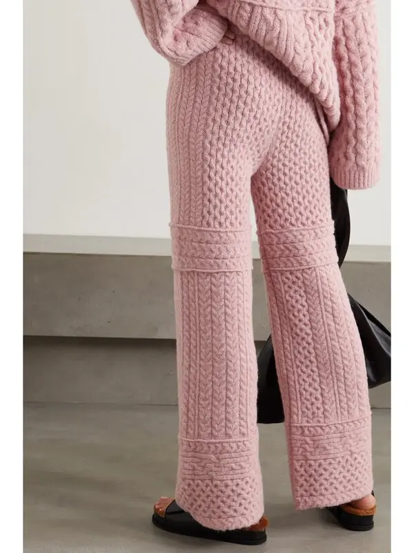 Nanushka Fina Cable-knit Wide-leg Pants