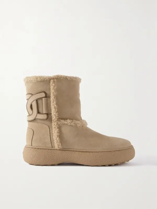 TOD'S Winter Gommini Shearling Ankle Boots - Neutrals