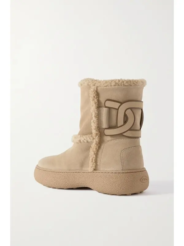 TOD'S Winter Gommini Shearling Ankle Boots - Neutrals