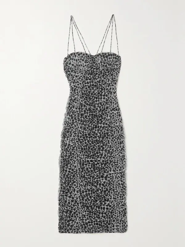 Philosophy Di Lorenzo Serafini Ruched Leopard-print Tulle Midi Dress - Multi