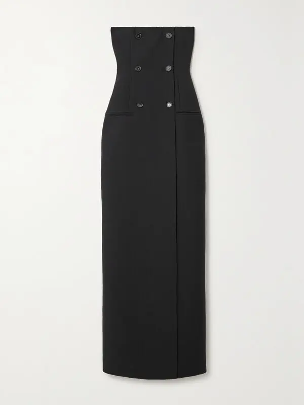 Stella McCartney Net Sustain Strapless Double-breasted Wool Maxi Dress - Black