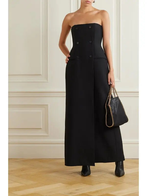 Stella McCartney Net Sustain Strapless Double-breasted Wool Maxi Dress
