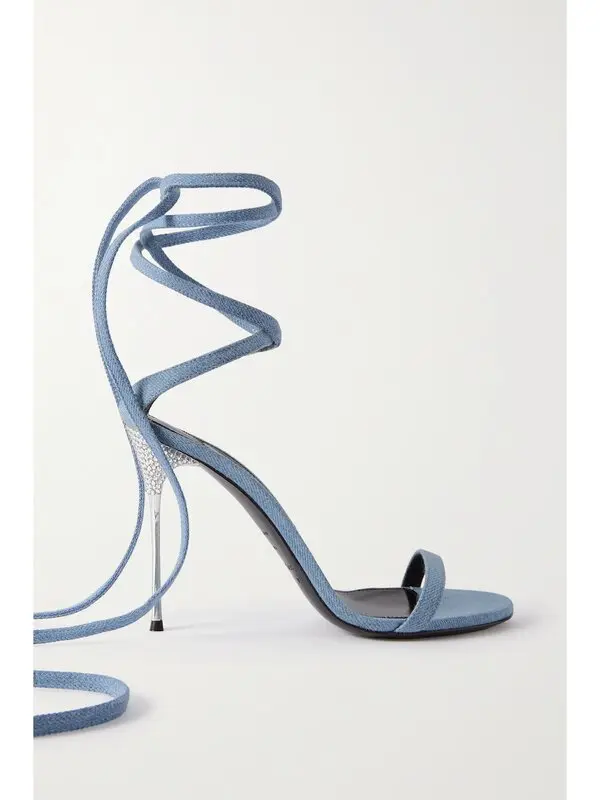 SERGIO ROSSI Area Shibari Denim Sandals - Blue