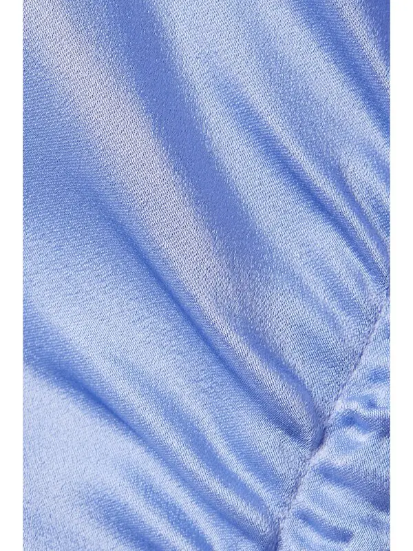 Lapointe Feather-trimmed Ruched Satin Gown