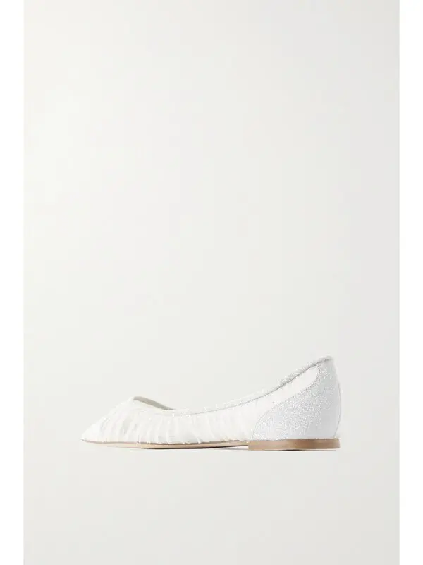 JIMMY CHOO Love Glittered Flats - Neutrals