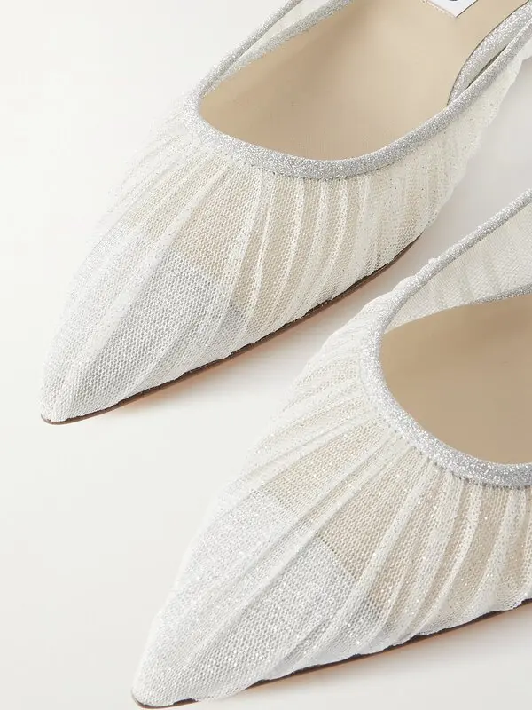 JIMMY CHOO Love Glittered Flats - Neutrals
