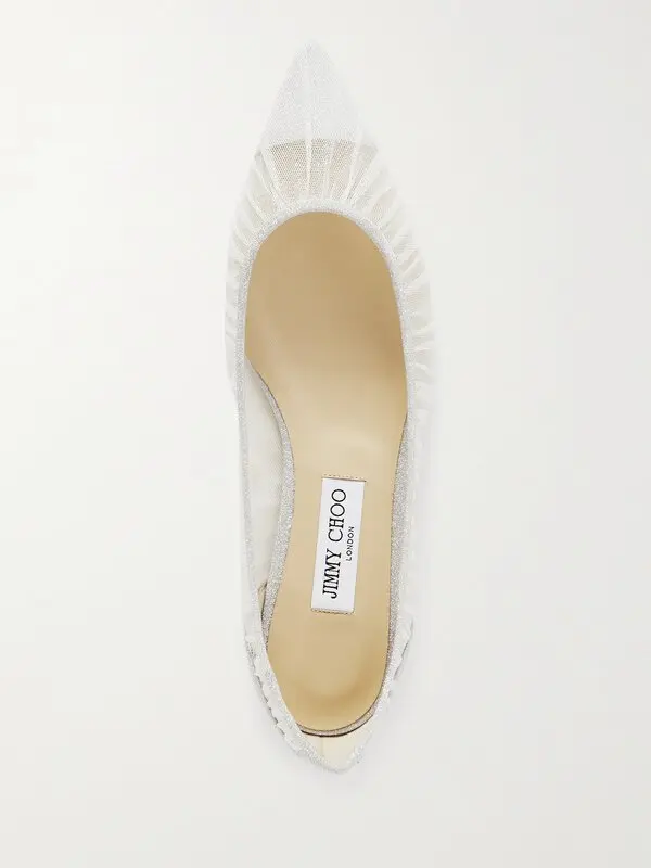 JIMMY CHOO Love Glittered Flats - Neutrals
