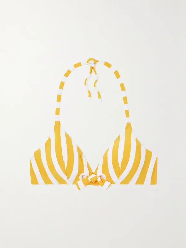 ERES Samba Mucho Eyelet-embellished Striped Triangle Bikini Top - Yellow