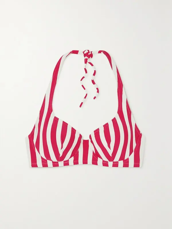ERES Samba Corazon Striped Halterneck Bikini Top - Pink