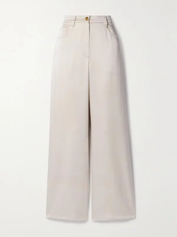 Brunello Cucinelli Duchesse-satin Wide-leg Pants