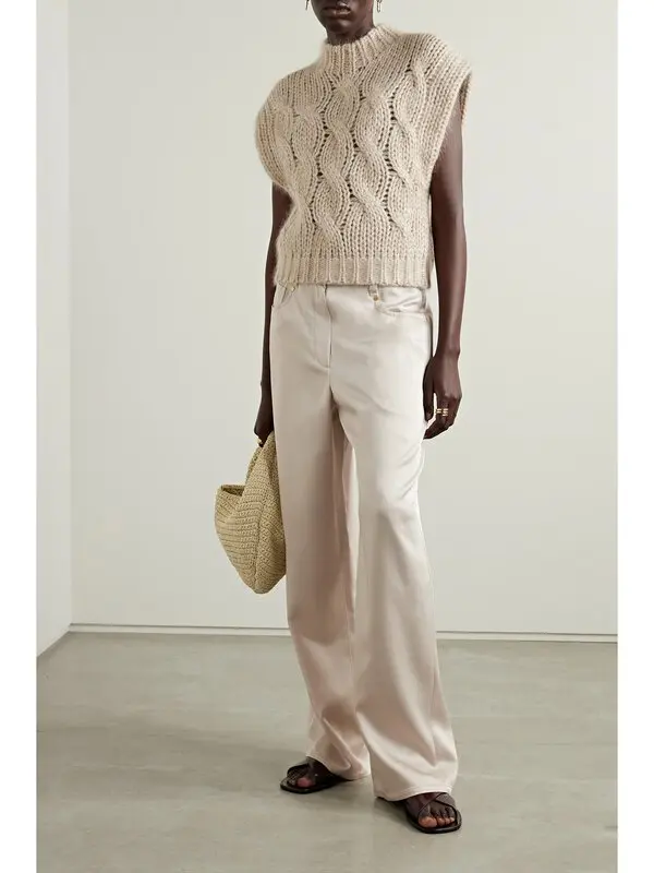 Brunello Cucinelli Duchesse-satin Wide-leg Pants