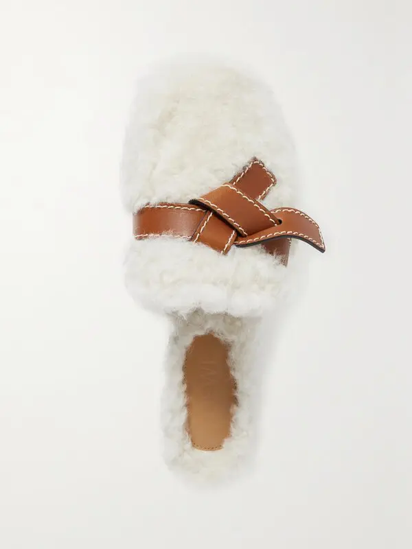 Loewe Gate Knotted Shearling Slippers - Ivory