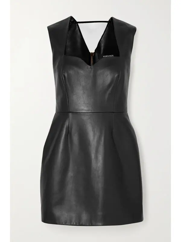 Versace Paneled Leather Mini Dress