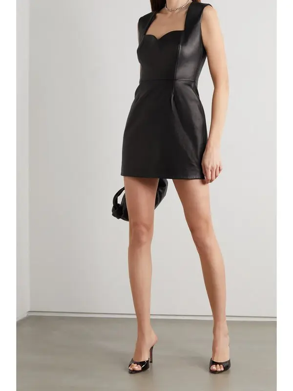Versace Paneled Leather Mini Dress