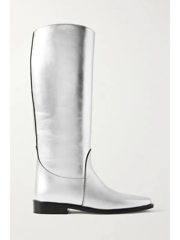 Khaite Wooster Metallic Leather Knee Boots