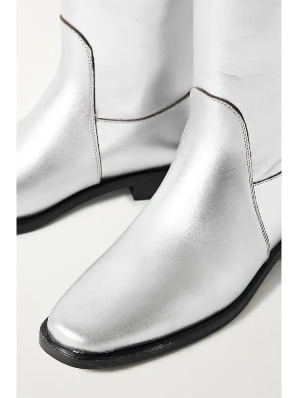 Khaite Wooster Metallic Leather Knee Boots