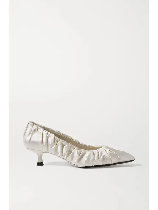 Khaite Palermo Gathered Satin Pumps - Neutrals