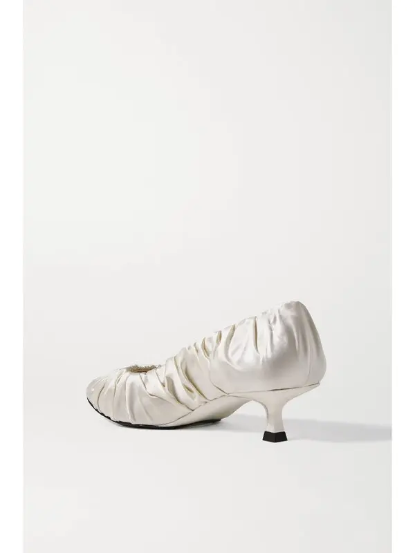 Khaite Palermo Gathered Satin Pumps - Neutrals