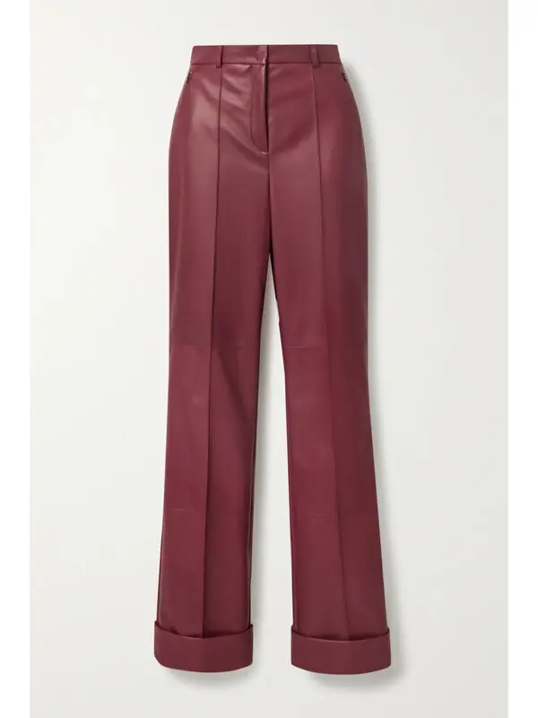 Akris Leather Straight-leg Pants